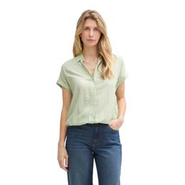 Tom Tailor Kurzarmbluse mit Streifen Muster true green white thin stripe 42 42 Bluse von Tom Tailor