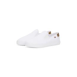 Tommy Hilfiger Slip-On Sneaker &raquo;VULC CANVAS SLIP-ON SNEAKER&laquo;, Plateau, Freizeitschuh, Halbschuh mit Kontrastbesatz, schmale Form wei&szlig;-goldfarben 36...
