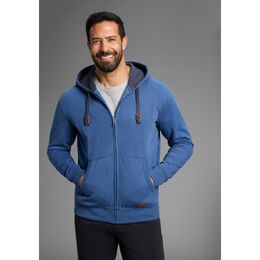 MAN'S WORLD MAN'S WORLD Kapuzensweatjacke mit kontrastfarbigem Innenfutter blau meliert M M Sweatjacke mit Kapuze von Man's World