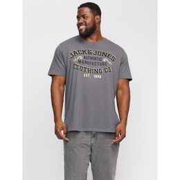 Jack & Jones PlusSize JACK & JONES PLUSSIZE T-Shirt »JJELOGO TEE SS O-NECK 2 COL AW24 S PLS« mit Frontprint Castlerock 6XL 6XL T-Shirt von Jack & Jones Plus Size