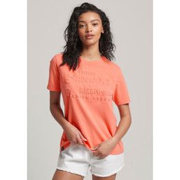 Superdry Rundhalsshirt »EMBOSSED VL T SHIRT« Fusion Coral M M Rundhalsshirt von Superdry