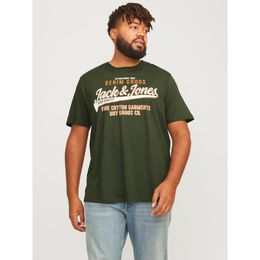 Jack & Jones PlusSize JACK & JONES PLUSSIZE T-Shirt »JJELOGO TEE SS O-NECK 2 COL AW24 S PLS« mit Frontprint Kombu Green 3XL 3XL T-Shirt von Jack & Jones Plus Size