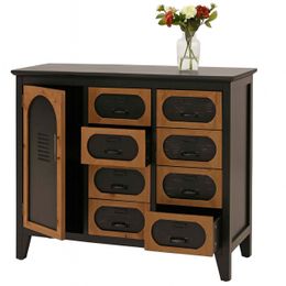 Apothekerkommode HWC-O63, Schrank Schubladen Staufach Vintage Shabby Industrial, Holz Metall 80x91x40cm ~ Korpus schwarz