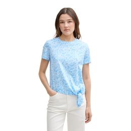 Tom Tailor Denim T-Shirt mit Minimalprint und seitlichem Knoten small flower print XS (34) XS (34) T-Shirt von Tom Tailor Denim
