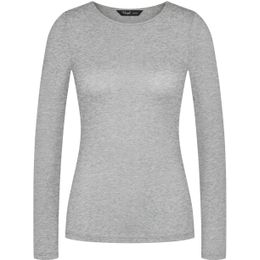 Langarmshirt Triumph "Beauty Layers LSL Top Wool", Damen, Gr. L, grau (medium grau melange), Single Jersey, Obermaterial: 100% Wolle, Shirts, weiche Wolle