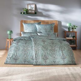 Bettwäsche Estella "Mariam", azur, B/L: 135cm x 200cm, 1 Stk., 2 Stk., Mako-Satin, B/L: 80cm x 80cm & 40cm x 80cm, Mako-Satin, Obermaterial: 100% Baumwolle, Bettwäsche