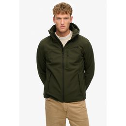 Outdoorjacke Superdry "HOODED SOFT SHELL TREKKER JKT", Herren, Gr. L, grün (surplus goods olive grün), Softshell, Obermaterial: 90% Polyester, 10% Elasthan, Modisch, relaxed fit, Jacken