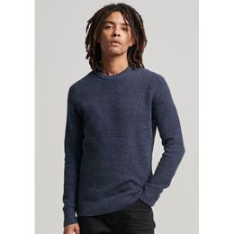 Superdry Strickpullover »TEXTURED CREW KNIT JUMPER« mit strukturiertem Waffelstrickmuster Eclipse Navy Heather S S Modischer Pullover von Superdry