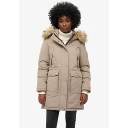 Superdry Steppjacke »EVEREST FAUX FUR PARKA JACKET« mit Kapuze Deep Beige M M Moderne Pufferjacke von Superdry