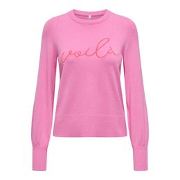 Only Strickpullover »ONLIBI LS EMB O-NECK CC KNT« Fuchsia Pink Detail:Fiery Coral M (38) M (38) Pullover von Only