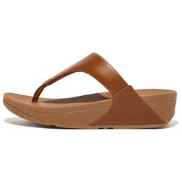 fitflop Dianette »LULU LEATHER TOEPOST«, Pool Slides, Pantolette, Badeschuh mit Keilabsatz Light Tan 39 39 Casual Slides für den Strand und zum...