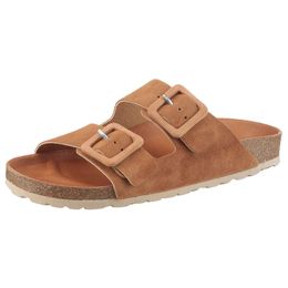 VERBENAS Pantolette »Randell Velour«, Sommerschuh, Schlappen, Hausschuh, Urlaubschuh mit Softfußbett braun 42 42 Pantolette mit ergonomisch...