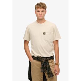 Superdry Rundhalsshirt »CONTRAST STITCH POCKET T-SHIRT«, mit stylischer Brusttasche mit Logo-Flag WASHED SILVER BEIGE 3XL 3XL Cooles Shirt von...