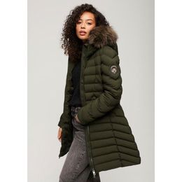 Superdry Steppjacke »FUJI FAUX FUR HOOD MID LENGTH« mit Kapuze Surplus Goods Olive Green XS XS Moderne Pufferjacke von Superdry