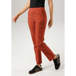 Aniston CASUAL Schlupfhose braun-rot-schwarz 46 - N-Gr N-Gr 46 Gewebte Hose aus superelastischer Viskosemischung