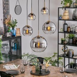 hofstein Koyoto H&auml;ngeleuchte Glas 15 cm, 20 cm, 25 cm, 30 cm Gold, Schwarz, 5-flammig