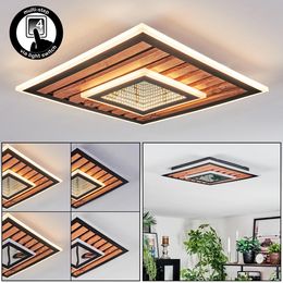 hofstein Meron Deckenleuchte LED Holzoptik, Schwarz, 1-flammig