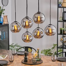 hofstein Koyoto H&auml;ngeleuchte Glas 20 cm Chrom, Rauchfarben, 6-flammig