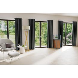 Vorhang HOMING "Velia" Gr. 1, grau (steingrau), B:140cm H:245cm, Polyester, Gardinen, Fertigschal