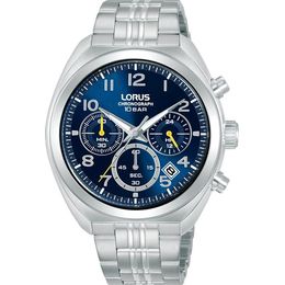 Chronograph Lorus, silberfarben, dunkelblau, Armbanduhren, Herren, Quarzuhr, Armbanduhr, Herrenuhr, Edelstahlarmband, analog, Tag