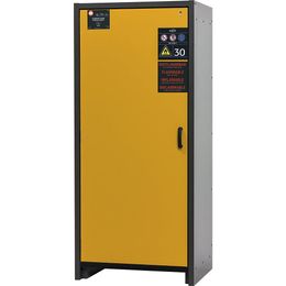 ASECOS Feuerbest&auml;ndiger Gefahrstoffschrank FM/UL/ULC/Typ 30, 1-t&uuml;rig, Breite 864 mm, grau/gelb
