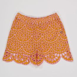 Pinko Orangefarbene Magra Shorts mit Lochstickerei