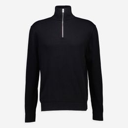 Selected Homme Schwarzer Pullover mit Rei&szlig;verschluss am Hals