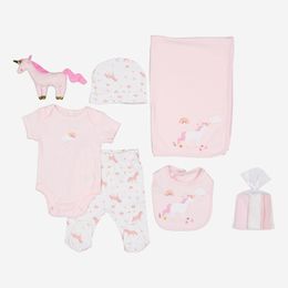 10-teiliges rosafarbenes Baby-Geschenkset mit Bärenmotiven
