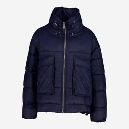 19V69 Italia Dunkelblaue Pufferjacke mit Stehkragen