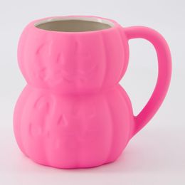 Neonpinke Tasse im Halloween-Kürbis-Design 12,5x8cm