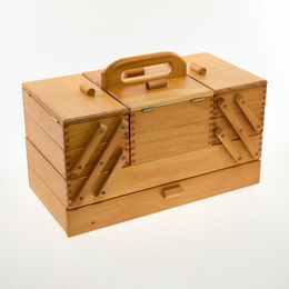Nähkästchen aus Holz mit Ziehharmonika-System 23x42cm