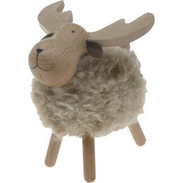 Dekorieren & Einrichten Holzelch mit Wolle & Lederohren, beige