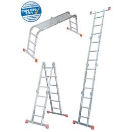 Krause Mehrzweckleiter 'Monto' 4 x 3 Sprossen, 4,40 m, inkl. Plattform-Set