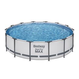 Bestway&reg; Steel Pro MAX&trade; Frame Pool Komplett-Set mit Filterpumpe &Oslash; 427 x 107 cm, lichtgrau, rund