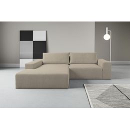 Ecksofa WERK2, B:262cm H:83cm T:188cmbeige, 100% Polyester, Wohnzimmer, Sofas, "Rio, elegant & bequem, Breite 262 cm, L-Form", Puristisches Design