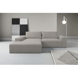 Ecksofa WERK2, B:262cm H:83cm T:188cmgrau, 100% Polyester, Wohnzimmer, Sofas, "Rio, elegant & bequem, Breite 262 cm, L-Form", Puristisches Design mit