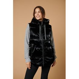 Steppweste ZABAIONE "Vest Gl44ossy", Damen, Gr. S, schwarz, Web, Obermaterial: 100% Polyester, gl&auml;nzend, unifarben, Po-bedeckend, Westen Steppweste, mit Glanz-Effekt