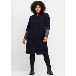 sheego Damen Hemdblusenkleid aus weichem Cord, tiefblau, Gr&ouml;&szlig;e 50
