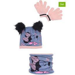 Disney Minnie Mouse 3tlg. Winteraccessoires-Set "Minnie" in Blau - 57% | Größe 52 cm | Kinderschals