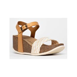 BACKSUN Keilsandaletten "Rimini" in Hellbraun/ Wei&szlig;/ Grau - 63% | Gr&ouml;&szlig;e 36 | Damen-sandalen