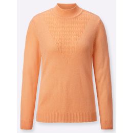 CR&Eacute;ATION L Damen Boucl&eacute;-Pullover mit Rippenb&uuml;ndchen apricot Gr&ouml;&szlig;e 38