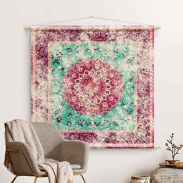Wandteppich Klassisches Persermuster Pink Gelb Vintage