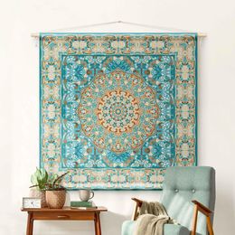 Wandteppich Skandinavisches Muster Blau Creme