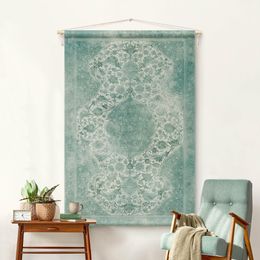 Wandteppich Vintage Blüten Teppich Mint