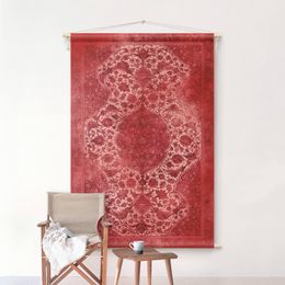 Wandteppich Vintage Blüten Teppich Bordeauxrot