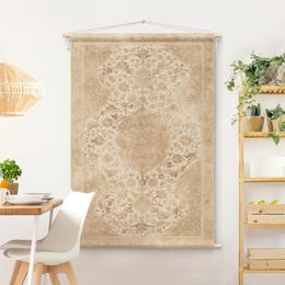 Bilderwelten Wandteppich Vintage Bl&uuml;ten Teppich Creme