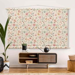 Wandteppich Blumen Muster Pastell Aquarell