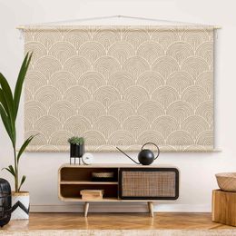 Wandteppich Boho Bogen Muster Beige