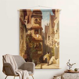 Bilderwelten Wandteppich Carl Spitzweg - Der Briefbote im Rosenthal