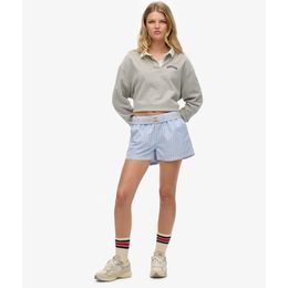 Superdry Damen Gestreifte, Elastische Shorts aus Bio-baumwolle Blue - Gr&ouml;&szlig;e: 40 2123429500142D9J019